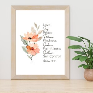Fruit of the Spirit Floral Watercolor Wall Art | DIGITAL PRINT | Bible ...