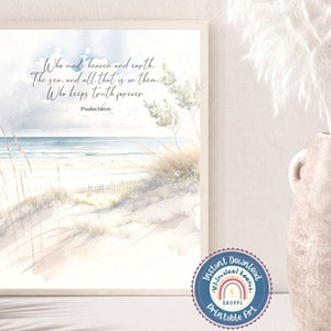 Beach House Bible Verse Wall Art Decor Sand Dune| DIGITAL PRINT ...
