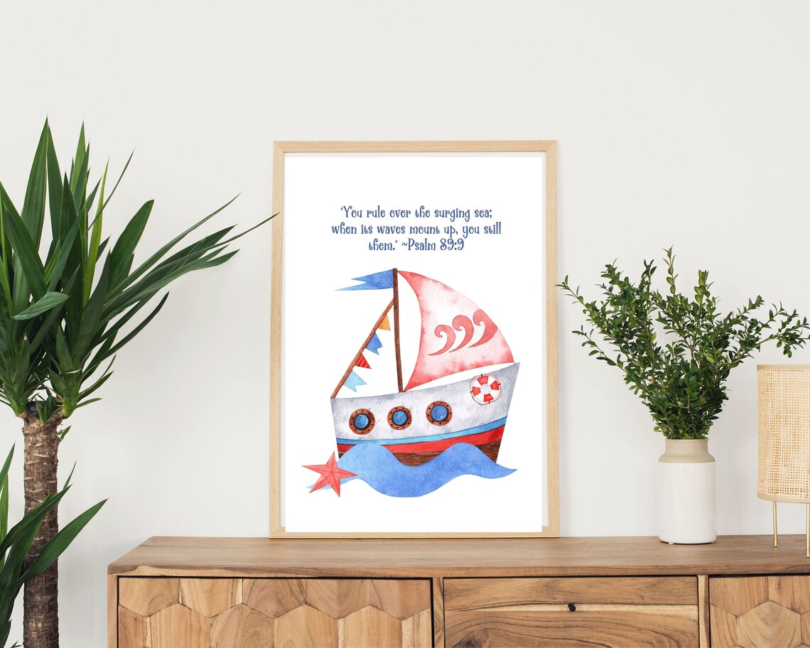 Nautical Nursery Wall Decor Prints Set of 3 Boys Christian Nursery ...