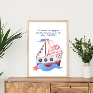 Nautical Nursery Wall Decor Prints Set of 3 Boys Christian Nursery ...