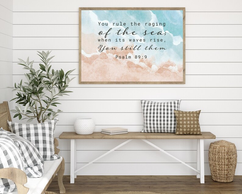 Christian Bible Verse Wall Art Printable Download | Beach Coastal Theme ...