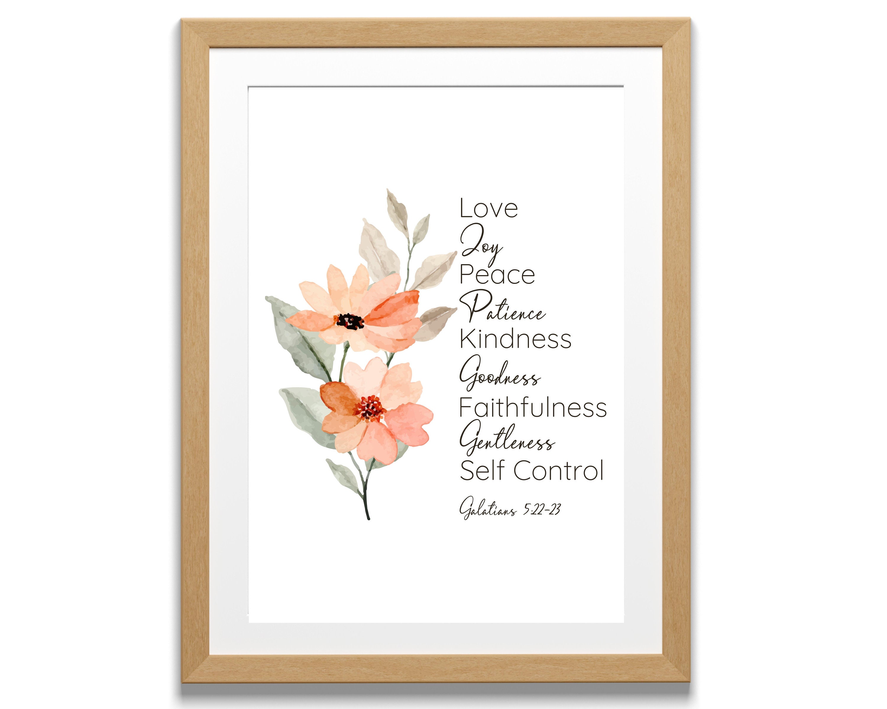 Fruit of the Spirit Floral Watercolor Wall Art DIGITAL PRINT Bible ...