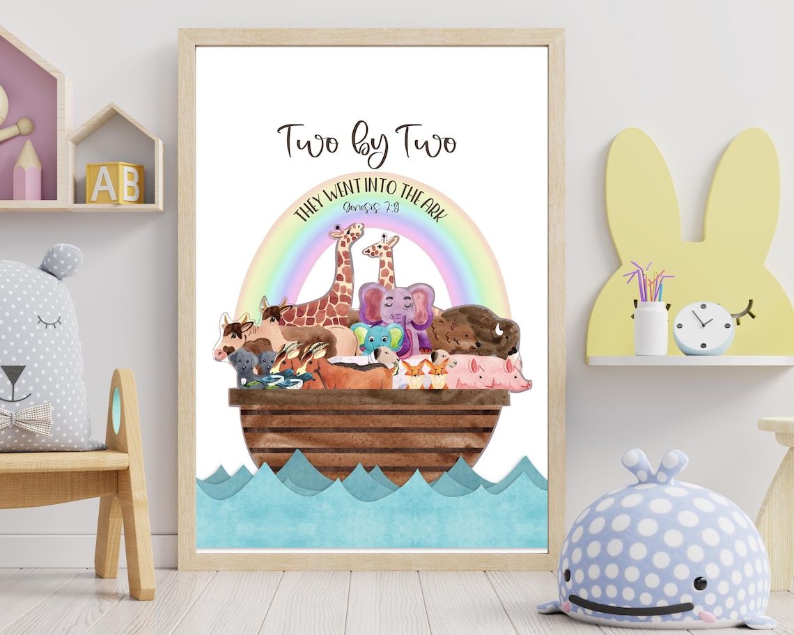 Noah's Ark Nursery Wall Decor Printable Art Gender Neutral Nursery Baby ...