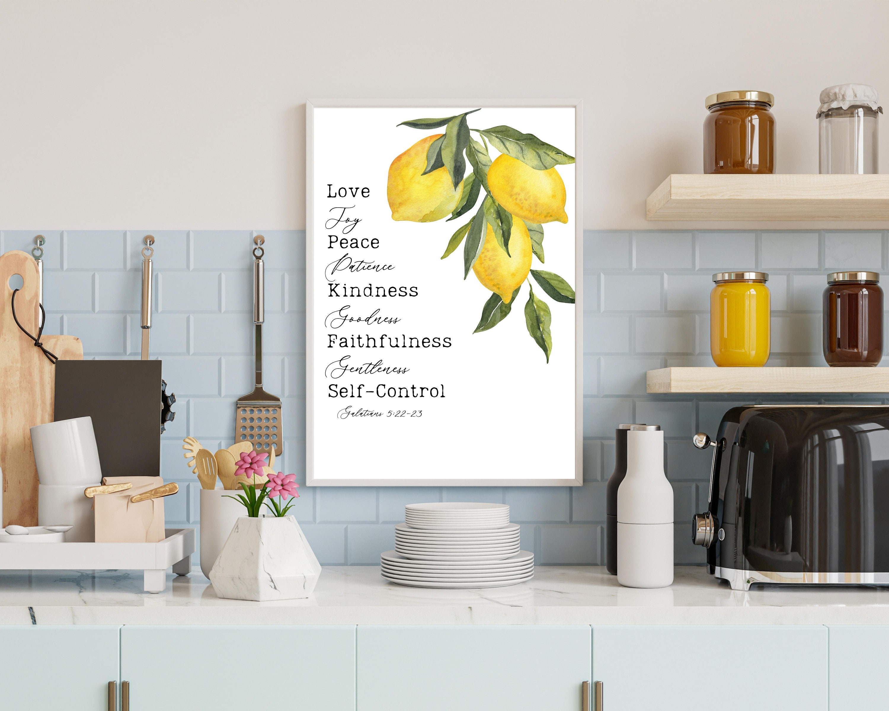 Galatians 5:22 – Fruit of the Spirit - Watercolor Lemons Print With ...