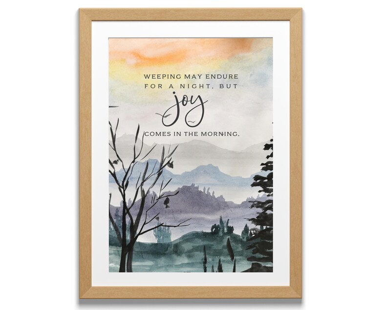 Psalm 30:5 DIGITAL PRINT Joy Comes in the Morning Watercolor Mountain ...