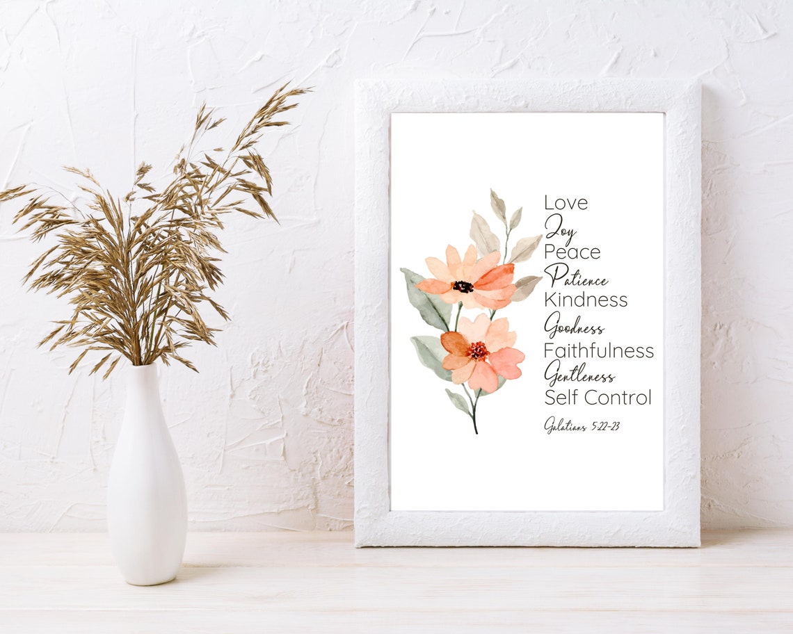 Fruit of the Spirit Floral Watercolor Wall Art DIGITAL PRINT Bible ...