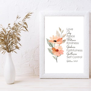 Fruit of the Spirit Floral Watercolor Wall Art | DIGITAL PRINT | Bible ...