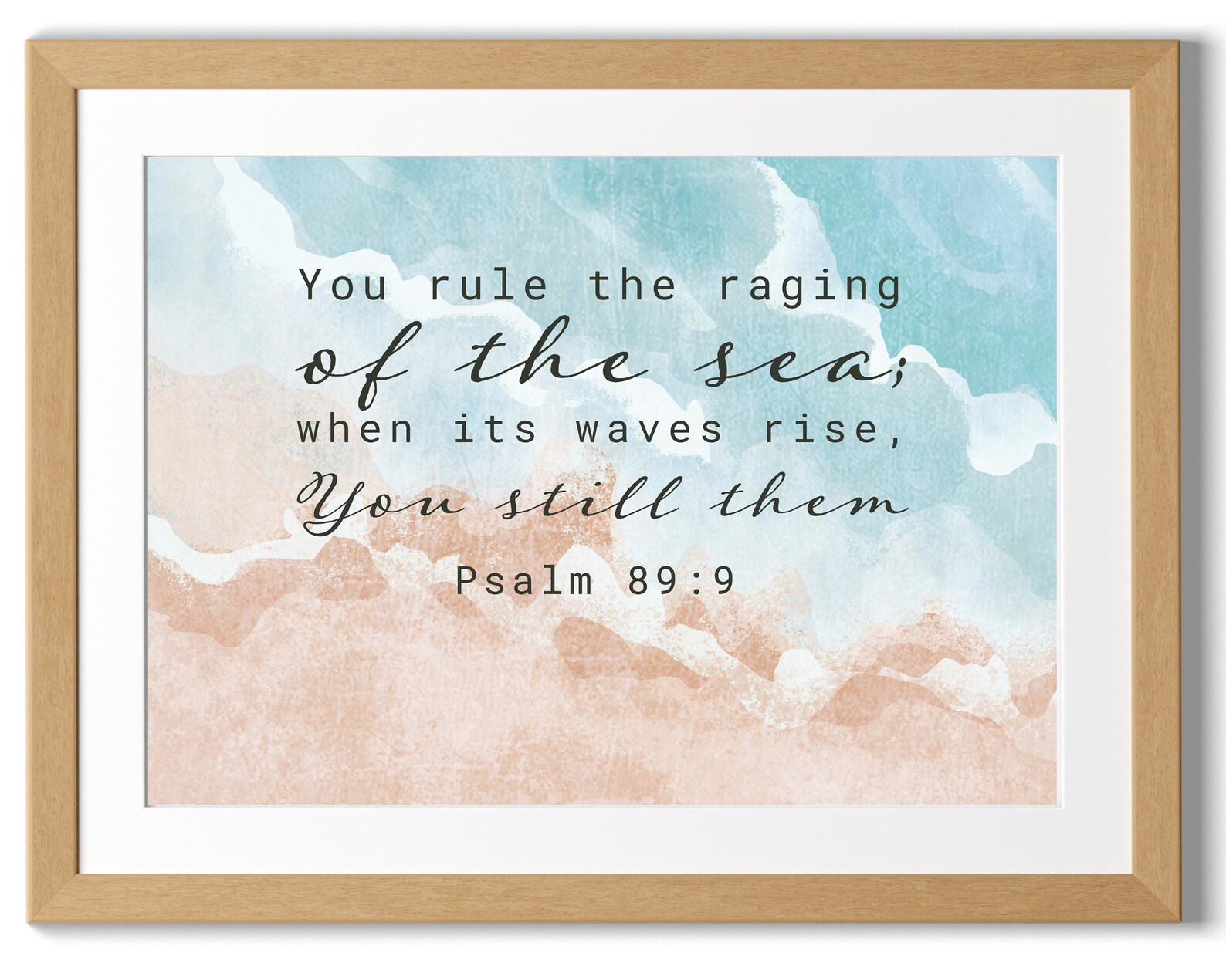 Christian Bible Verse Wall Art Printable Download | Beach Coastal Theme ...