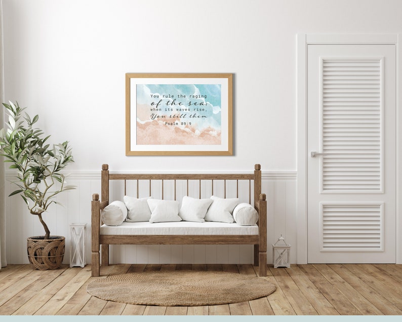 Christian Bible Verse Wall Art Printable Download | Beach Coastal Theme ...