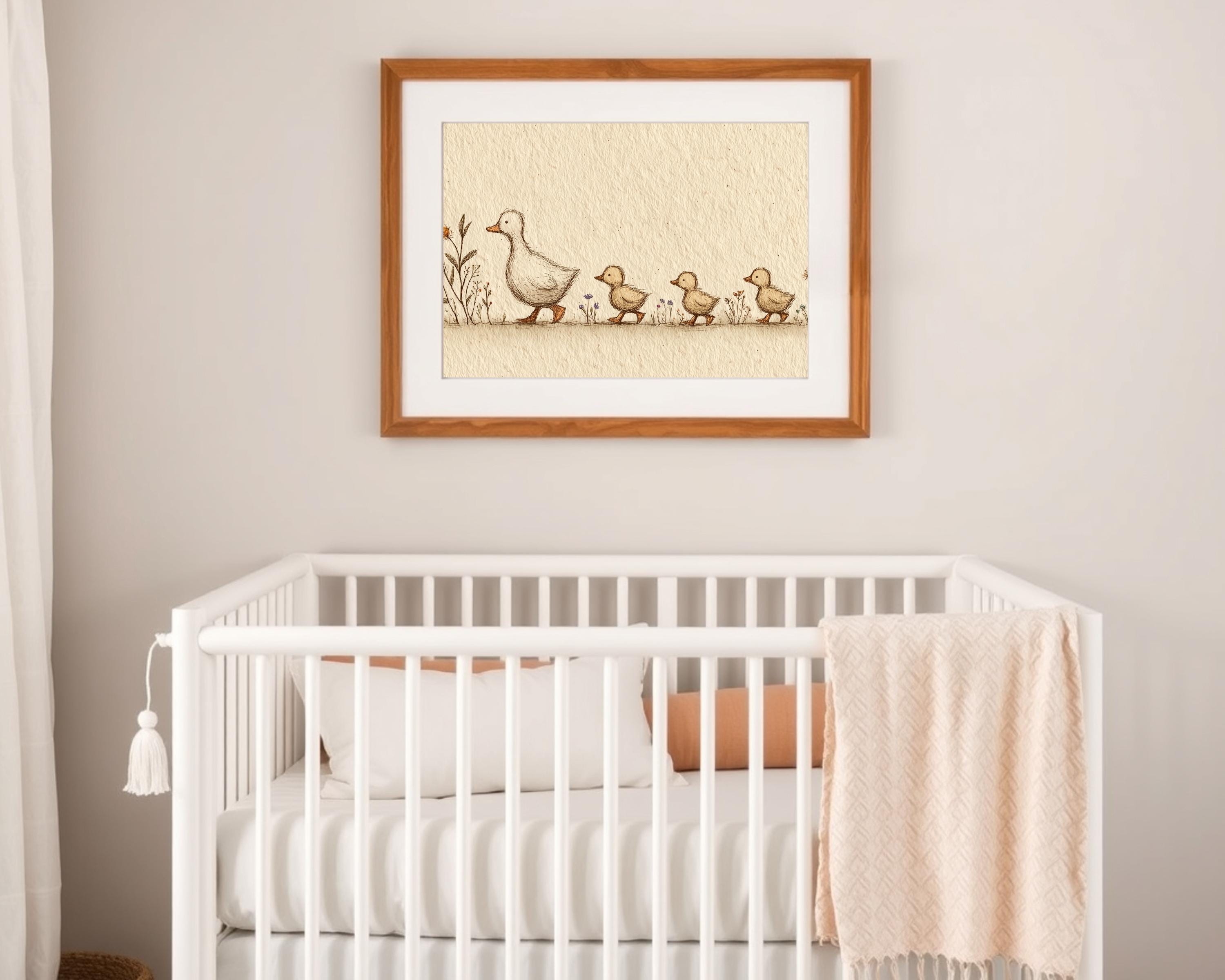 Duckling Nursery Wall Art - Mother Duck Print, Duckling Nursery Art ...