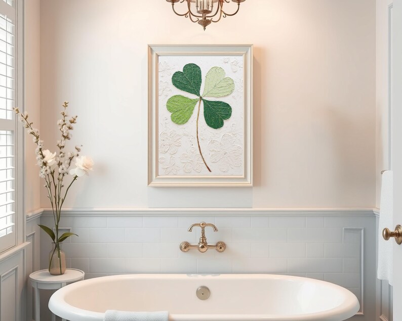 Four Leaf Clover Art Print, Shamrock Wall Art, Irish Lucky Clover Decor ...