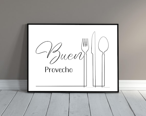 Buen Provecho One Line Drawing Spanish Quote Kitchen DIGITAL - Etsy ...