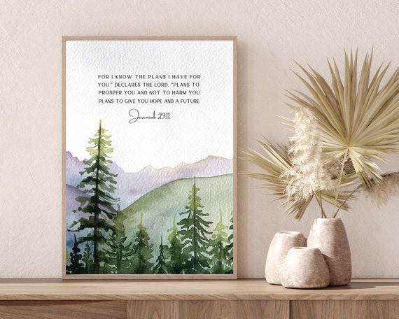 Jeremiah 29:11 DIGITAL PRINT Christian Watercolor Rustic Art | Etsy