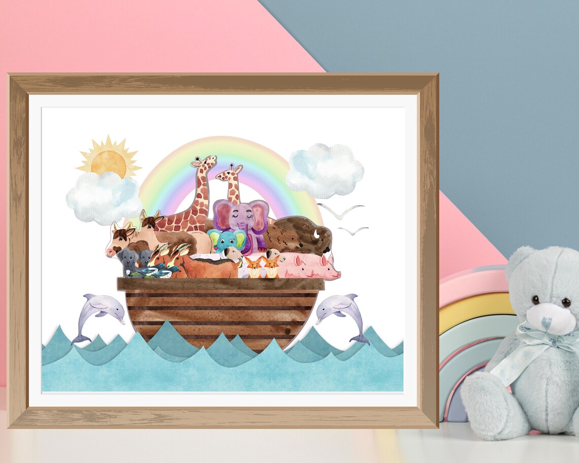 Noah's Ark Nursery Wall Decor Printable Art Gender - Etsy