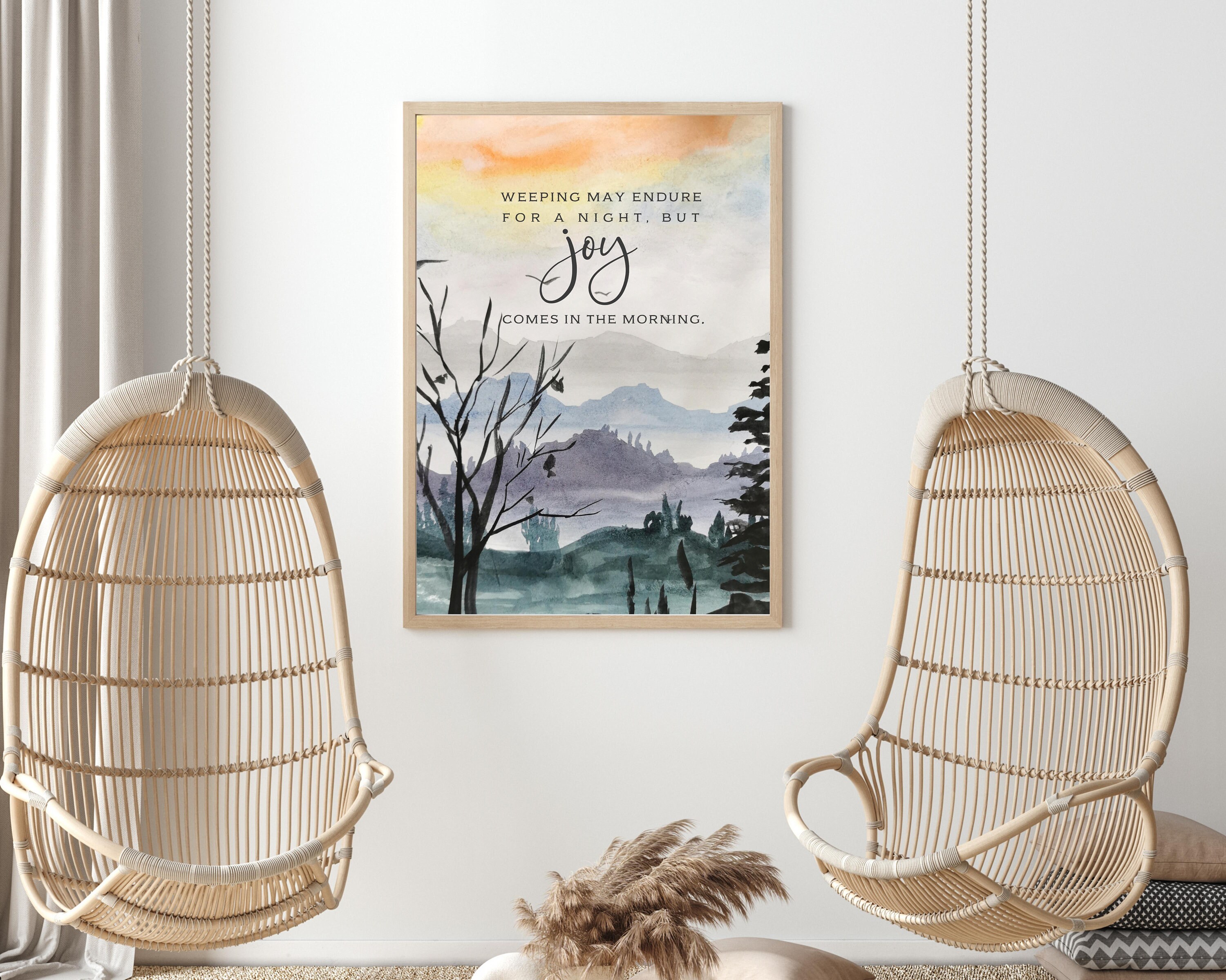 Psalm 30:5 DIGITAL PRINT Joy Comes in the Morning Watercolor Mountain ...