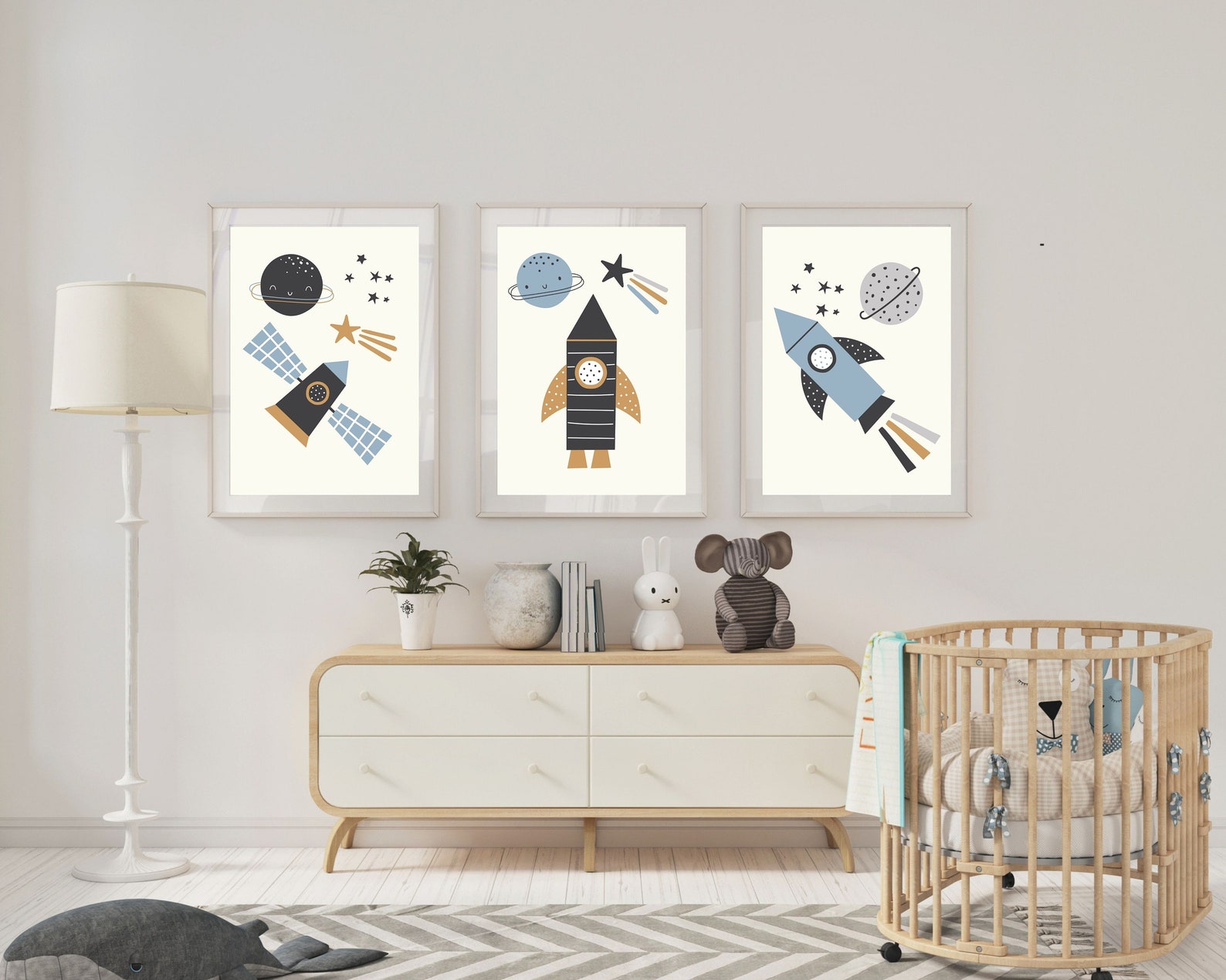 Rocket Ship Nursery Wall Decor Set of 3 Prints Printable - Etsy
