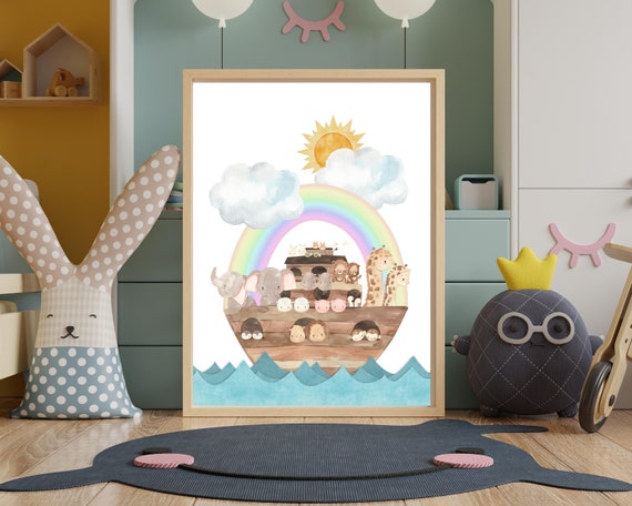 Noah's Ark Nursery Wall Decor Printable Art Gender | Etsy