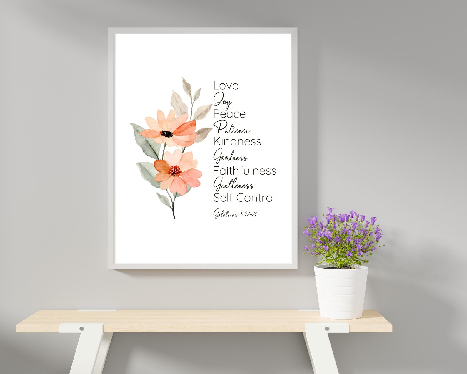 Fruit of the Spirit Floral Watercolor Wall Art DIGITAL PRINT Bible ...