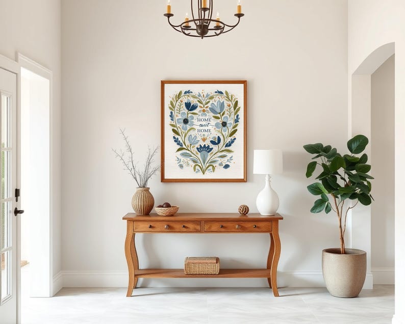 Home Sweet Home Floral Wall Art, Romantic Home Wall Decor, Valentines ...
