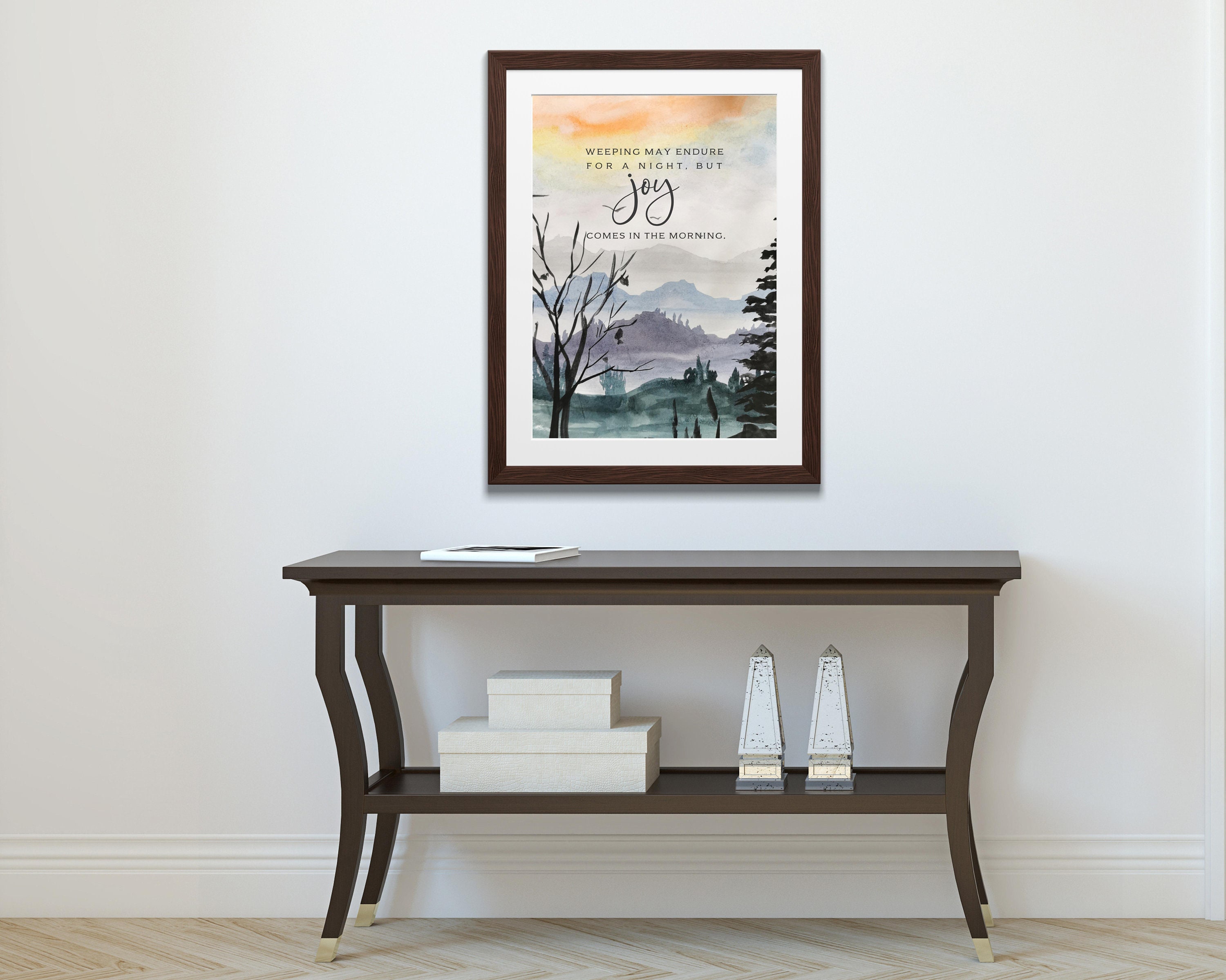 Psalm 30:5 DIGITAL PRINT Joy Comes in the Morning Watercolor Mountain ...