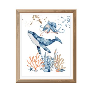 Nautical Wall Art Decor Printable Art Set of 3 Under the Sea Theme ...