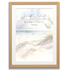 Beach House Bible Verse Wall Art Decor Sand Dune | Coastal Sea Prints ...