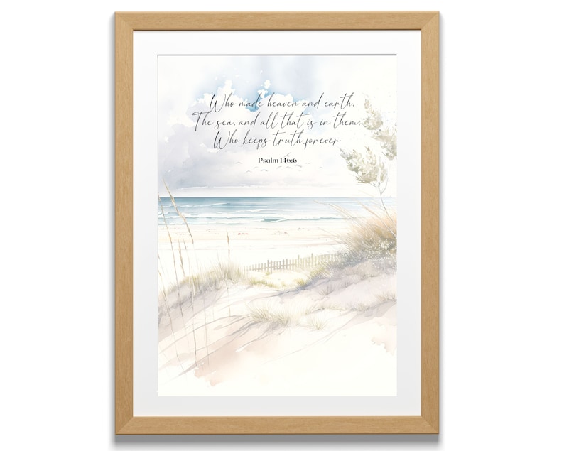Beach House Bible Verse Wall Art Decor Sand Dune | Coastal Sea Prints ...