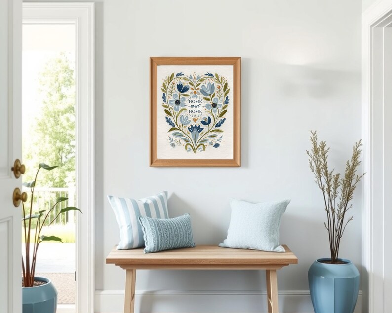 Home Sweet Home Floral Wall Art, Romantic Home Wall Decor, Valentines ...