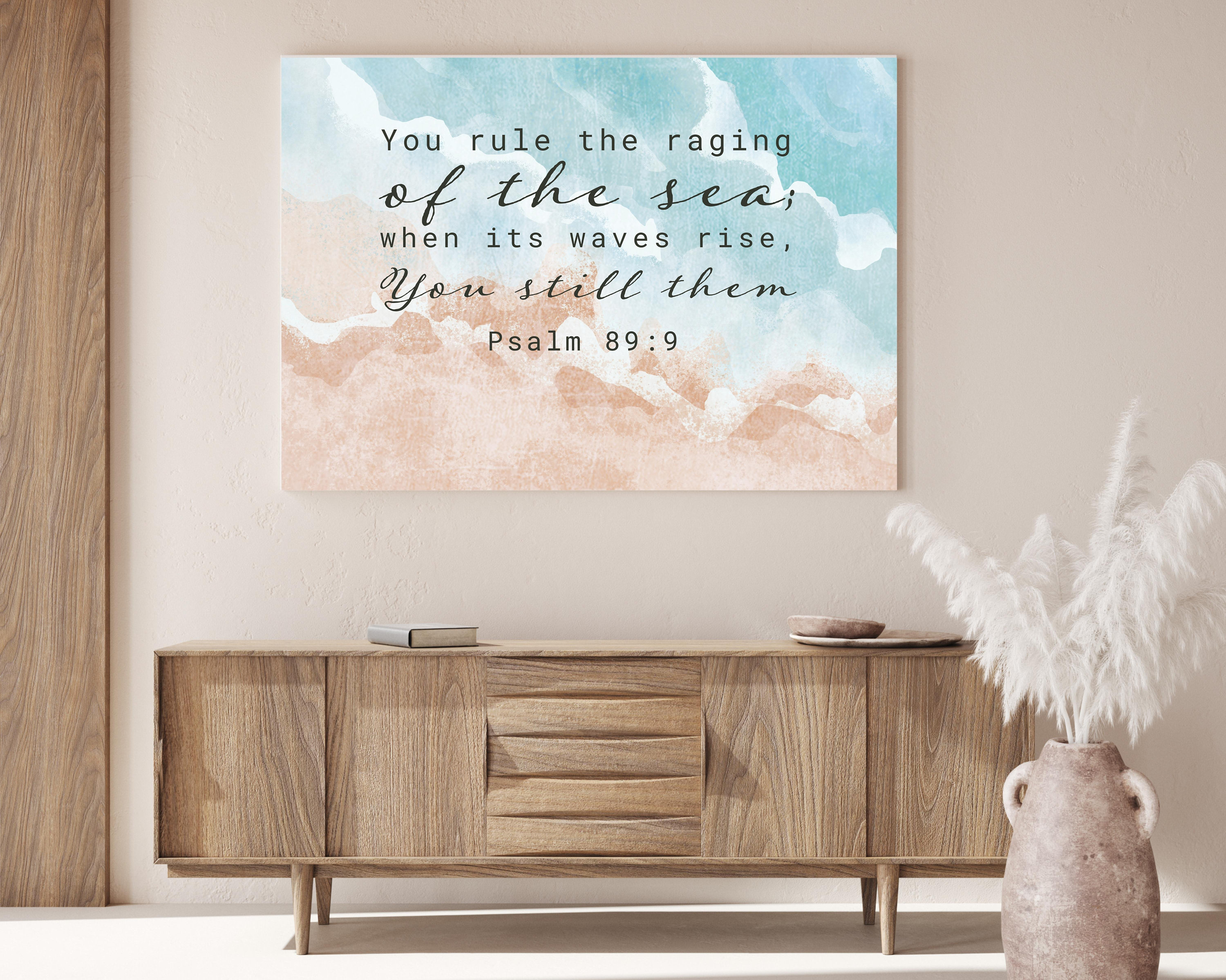 Christian Bible Verse Wall Art Printable Download Beach Coastal Theme ...
