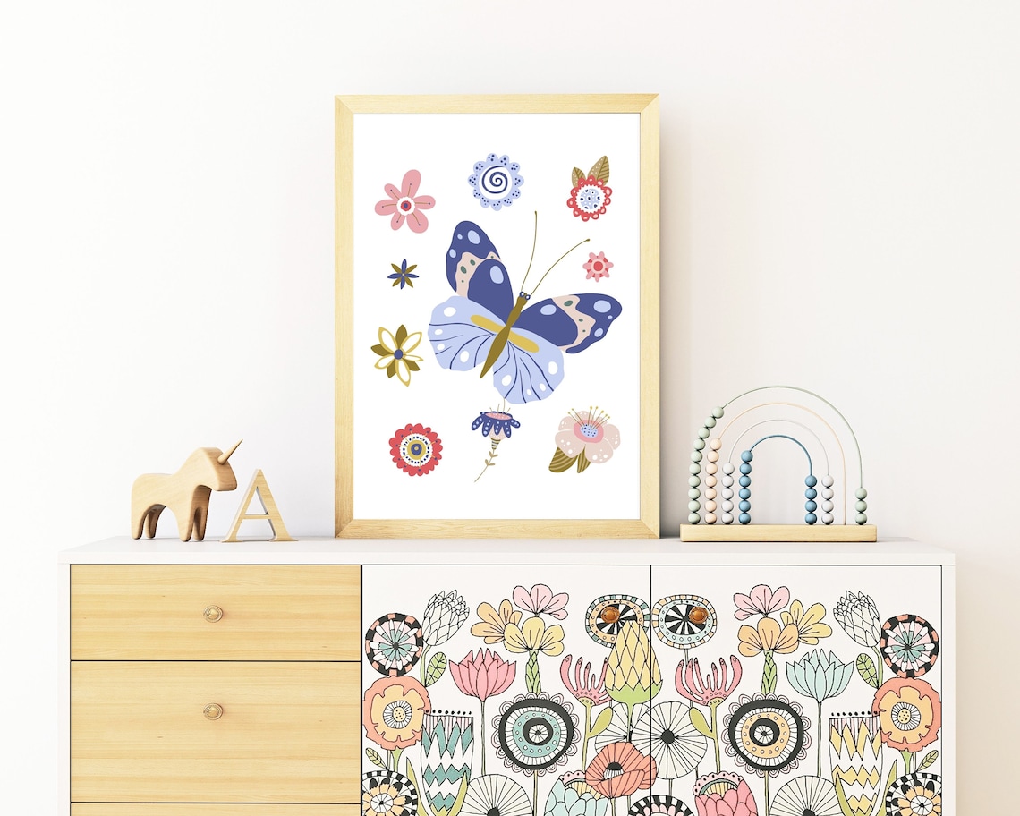 Girl's Room Wall Decor Set of 3 Printable Art Butterflies Flowers ...