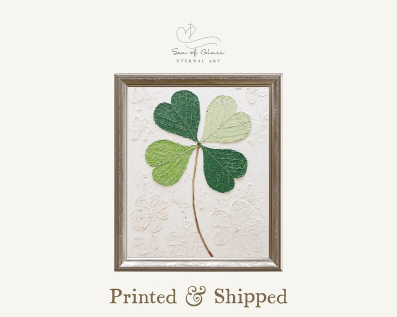 Four Leaf Clover Art Print, Shamrock Wall Art, Irish Lucky Clover Decor ...