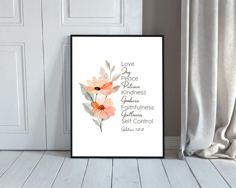 Fruit of the Spirit Floral Watercolor Wall Art DIGITAL PRINT Bible ...