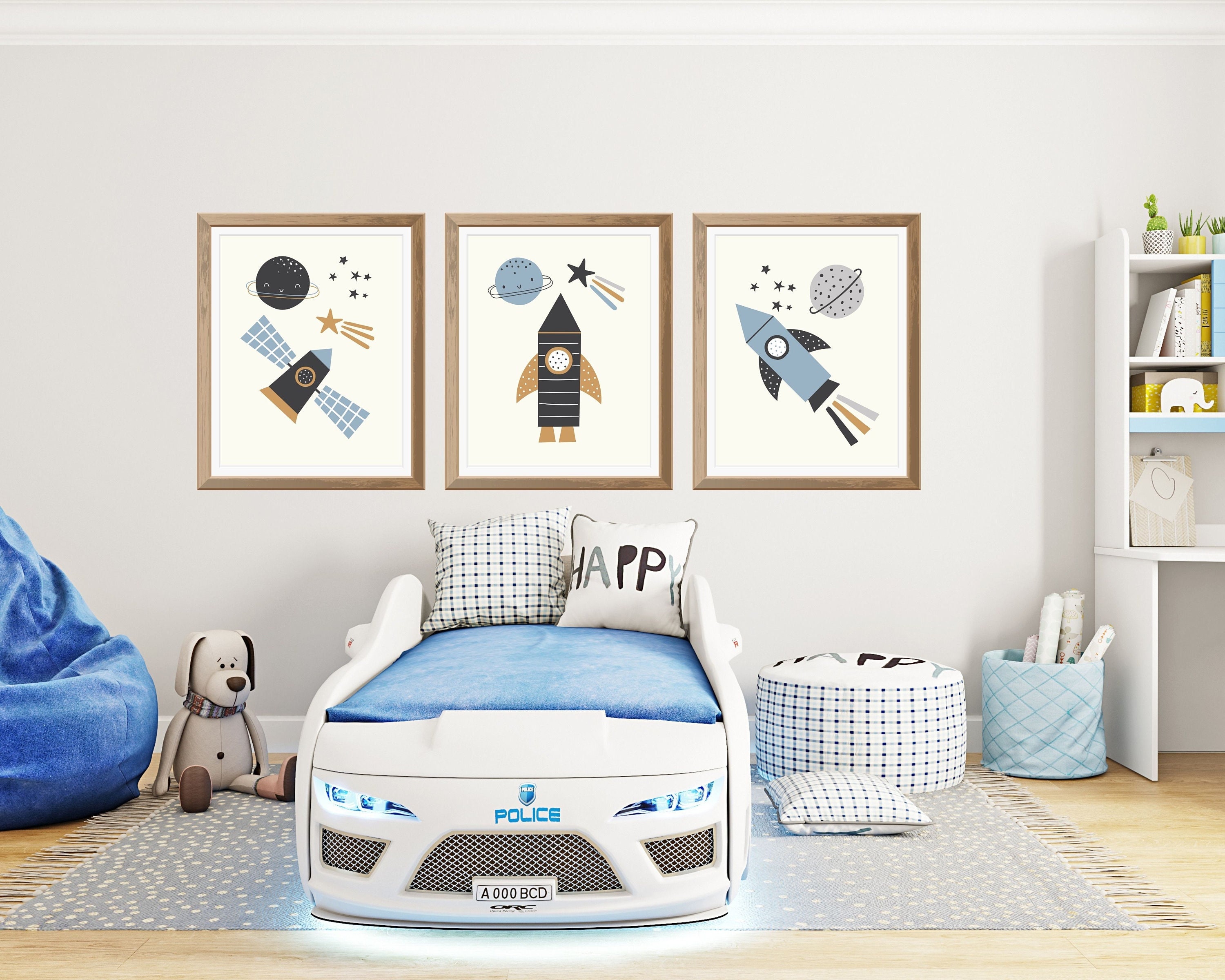 Rocket Ship Nursery Wall Decor Set of 3 Prints Printable - Etsy
