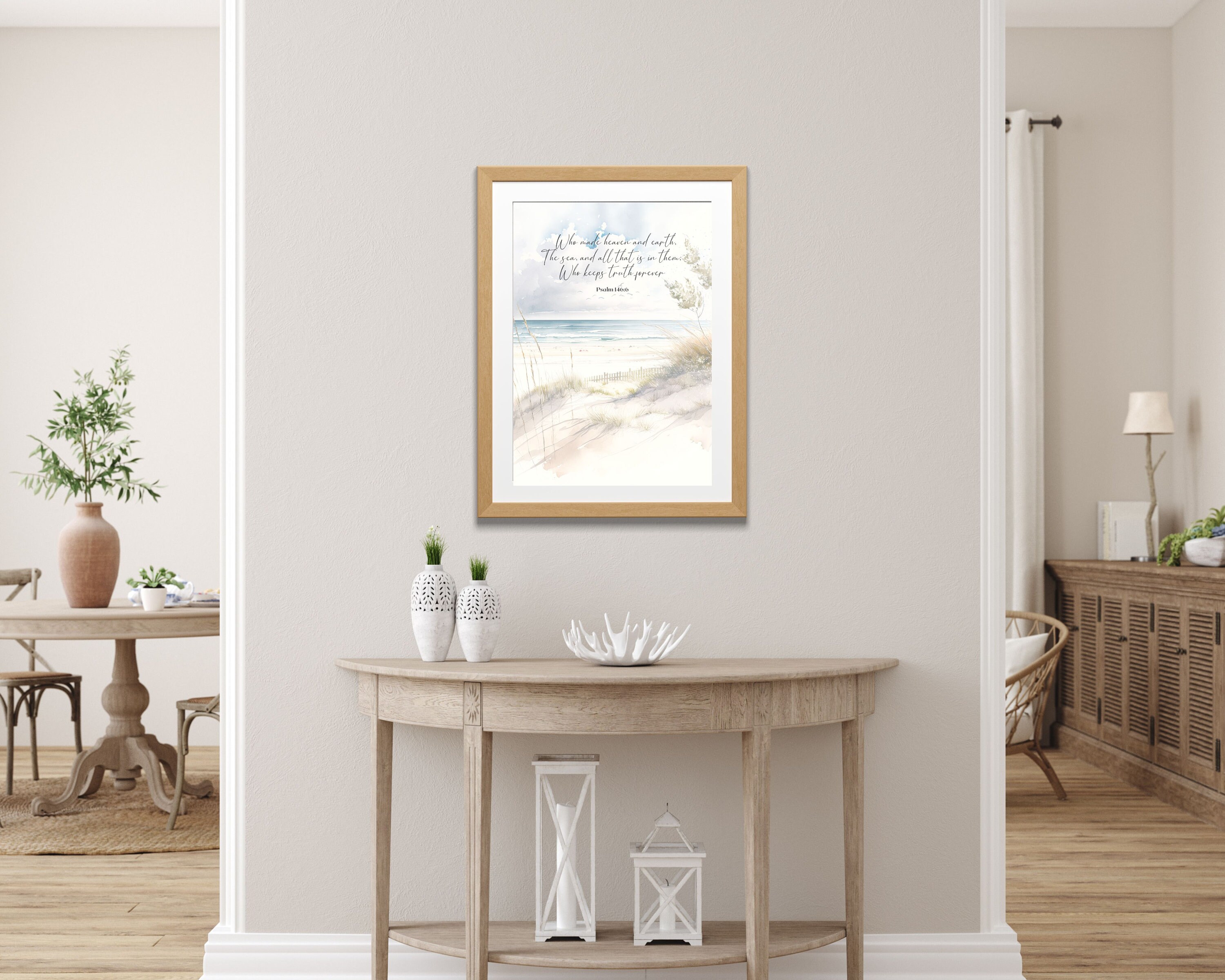 Beach House Bible Verse Wall Art Decor Sand Dune DIGITAL PRINT Coastal ...