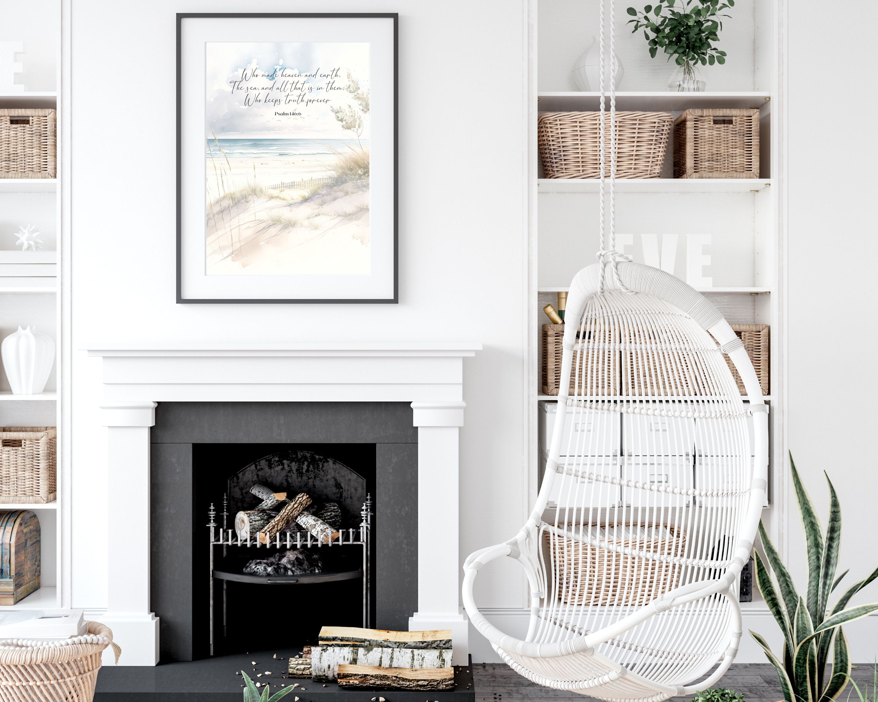 Beach House Bible Verse Wall Art Decor Sand Dune DIGITAL PRINT Coastal ...