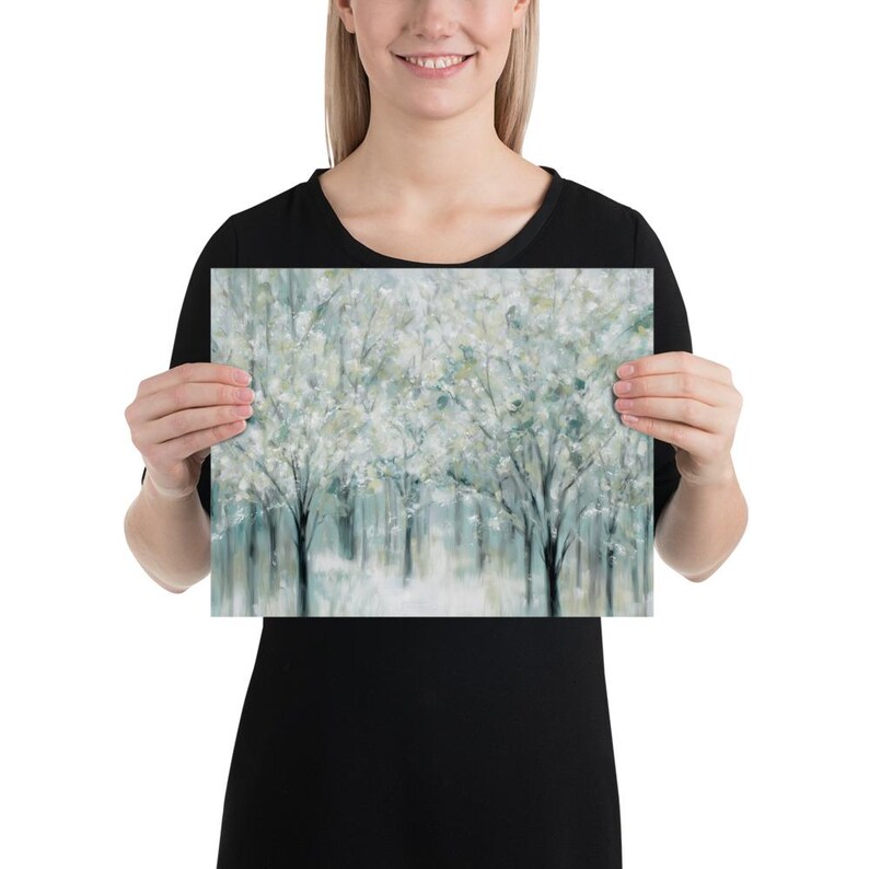 Snow Winter Forest Trees Art Print, Abstract Forest Painting, Winter ...