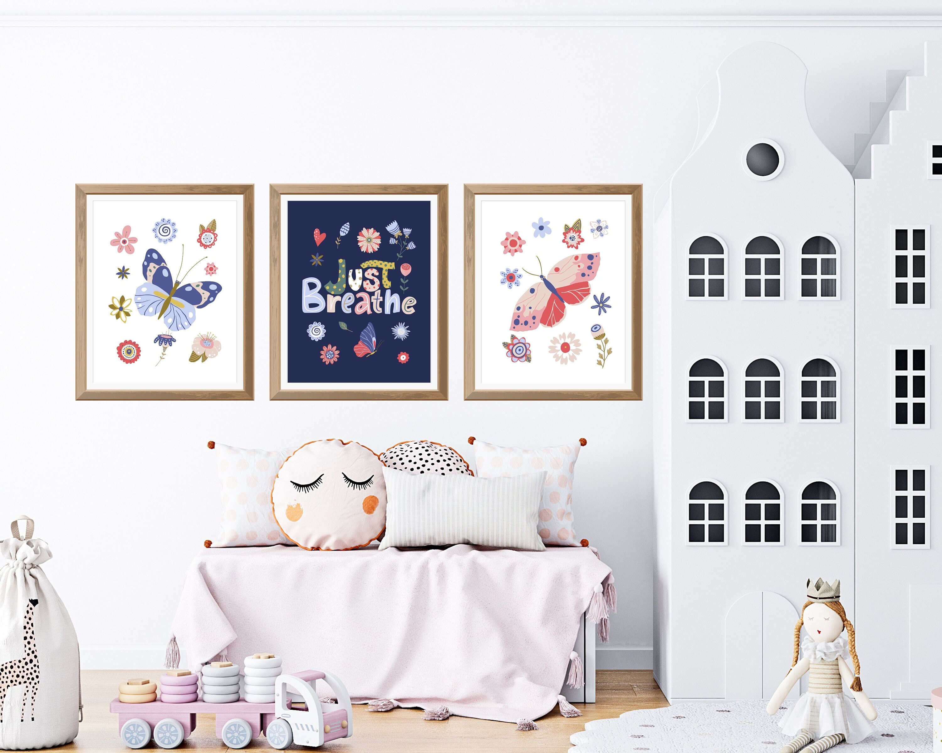 Girl's Room Wall Decor Set of 3 Printable Art Butterflies Flowers ...
