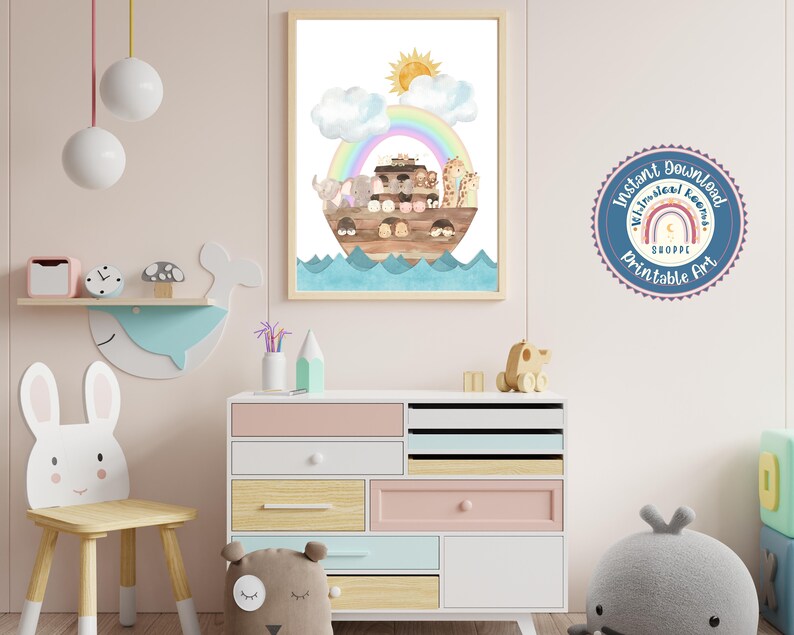 Noah's Ark Nursery Wall Decor Printable Art Gender Neutral Nursery Baby ...