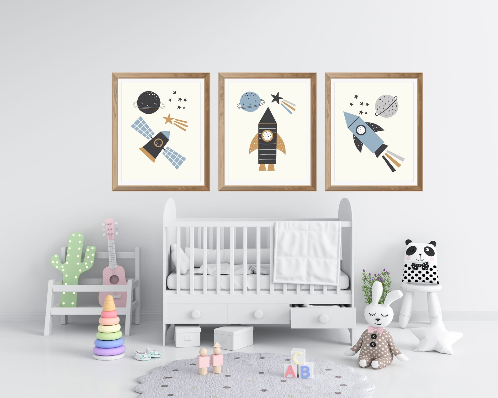 Rocket Ship Nursery Wall Decor Set of 3 Prints Printable - Etsy