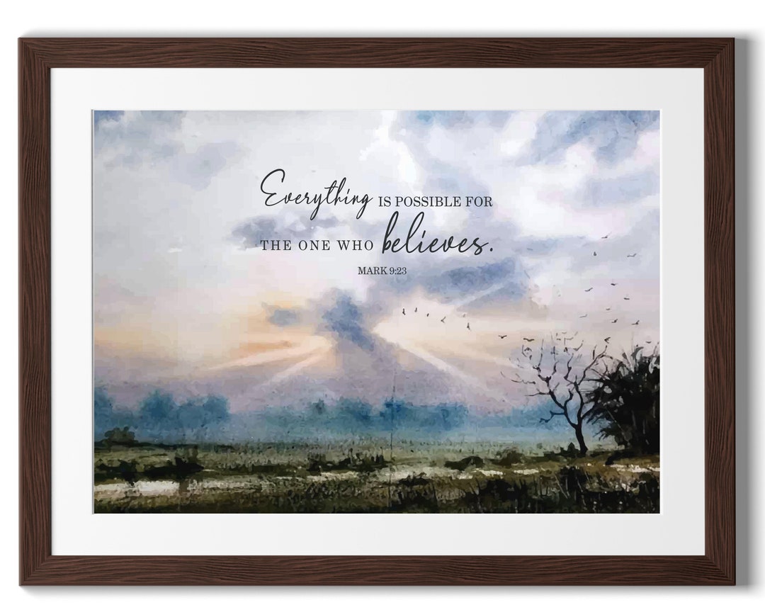 Mark 9:23 Everything is Possible DIGITAL PRINT | Watercolor Rustic Art ...