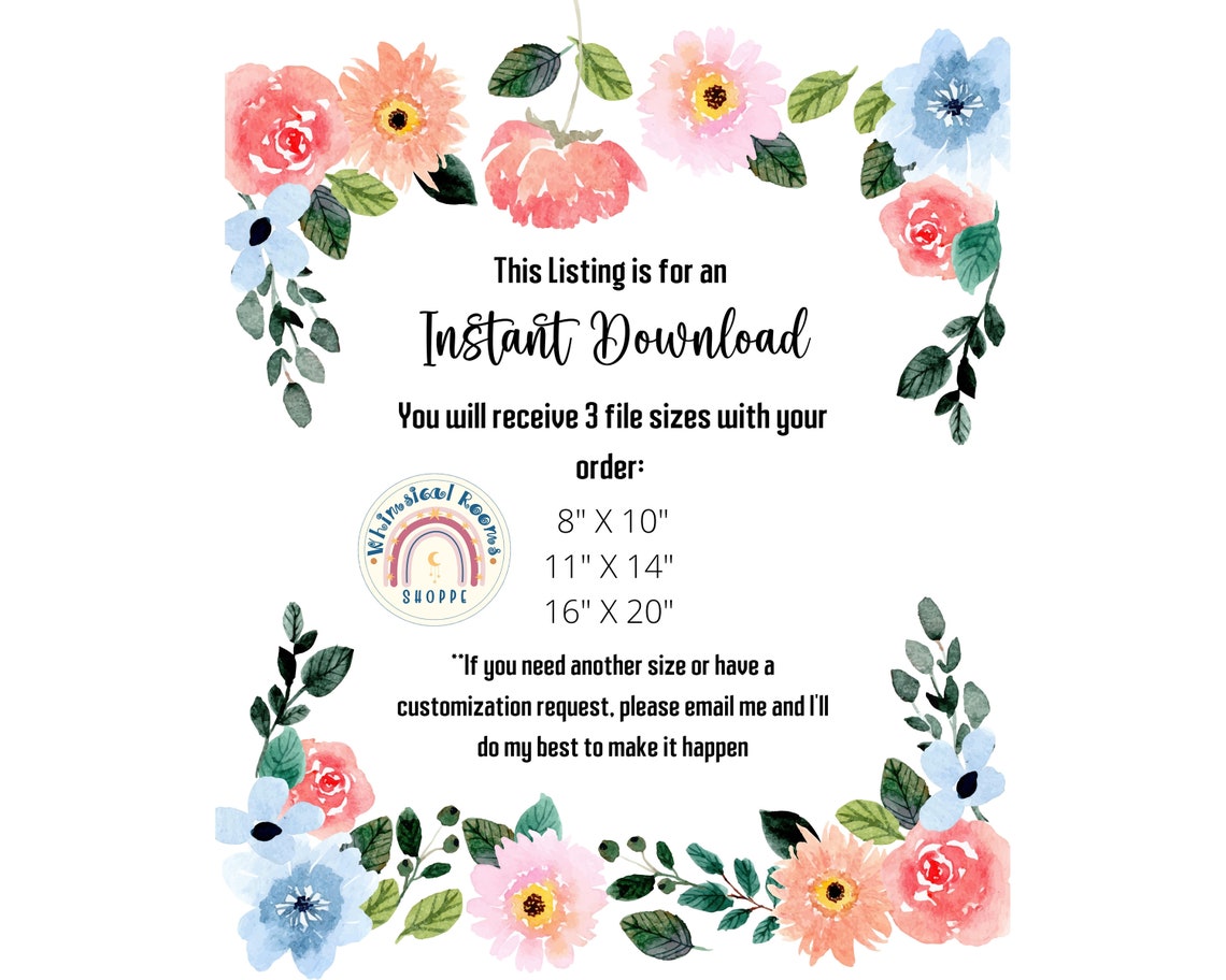 Philippians 4:8 Bible Verse Wall Art Printable Download Floral ...