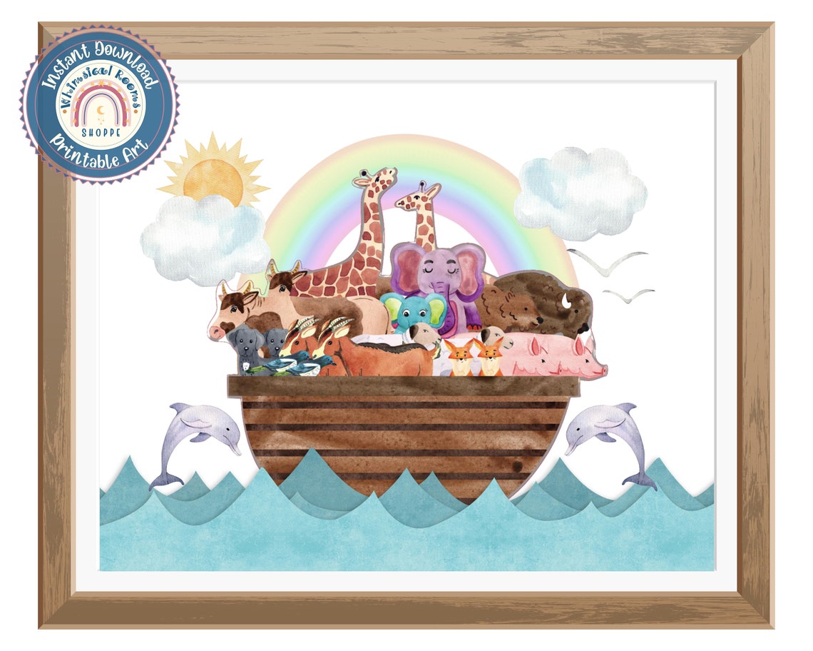 Noah's Ark Nursery Wall Decor Printable Art Gender - Etsy