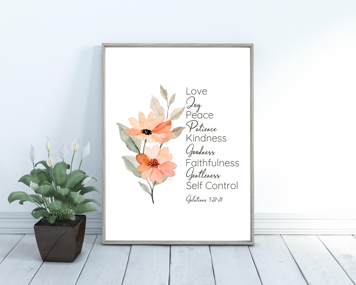 Fruit of the Spirit Floral Watercolor Wall Art DIGITAL PRINT Bible ...
