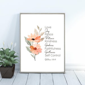 Fruit of the Spirit Floral Watercolor Wall Art | DIGITAL PRINT | Bible ...