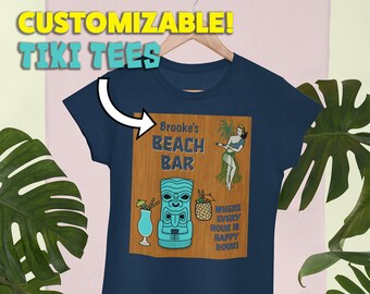 Custom Name Beach Bar T-shirt Where Every Hour is Happy Hour | Etsy