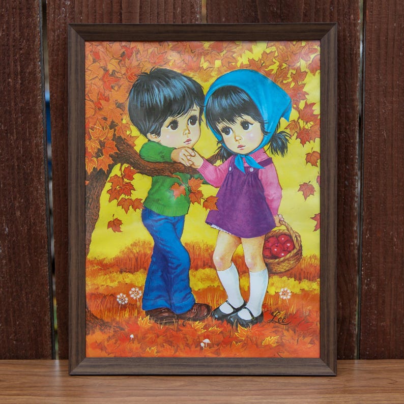 Big Eyed Children Lithograph Prints by Lee ~ 1 Fall and 2 Winter From ...
