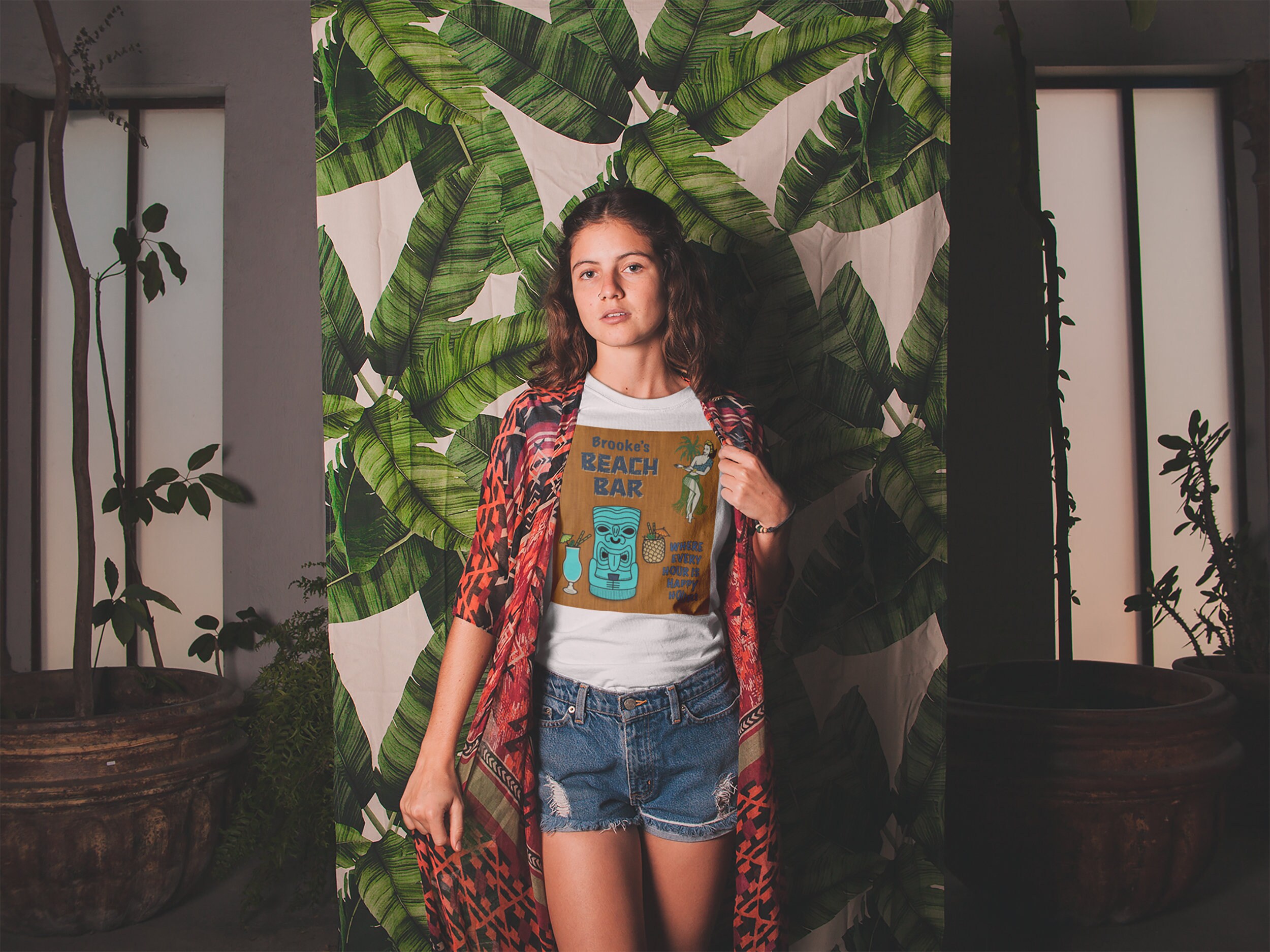 Custom Name Beach Bar T-shirt Where Every Hour is Happy Hour | Etsy