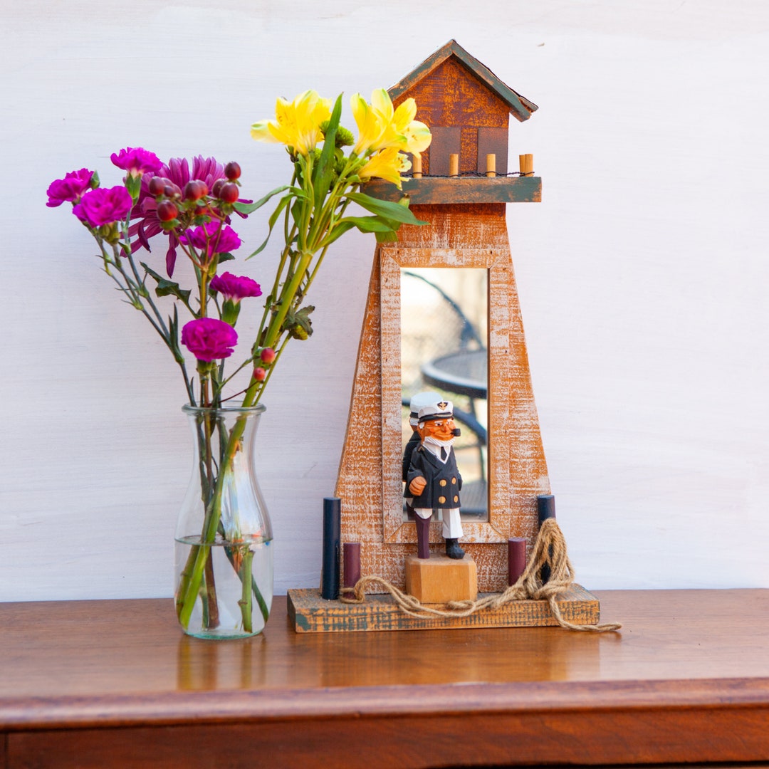 Vintage 70's Hand Carved Wooden Folk Art Sea Captain W/ Peg Leg ...