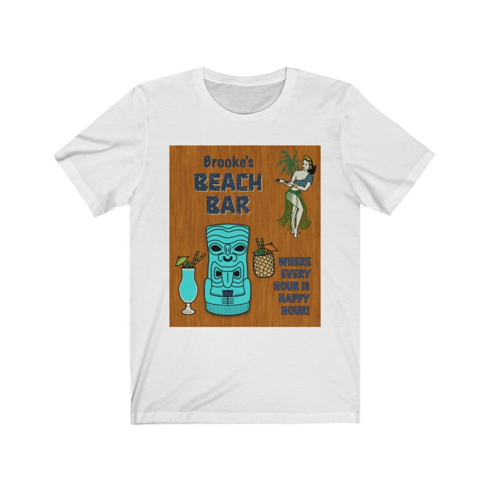 Custom Name Beach Bar T-shirt Where Every Hour is Happy Hour | Etsy