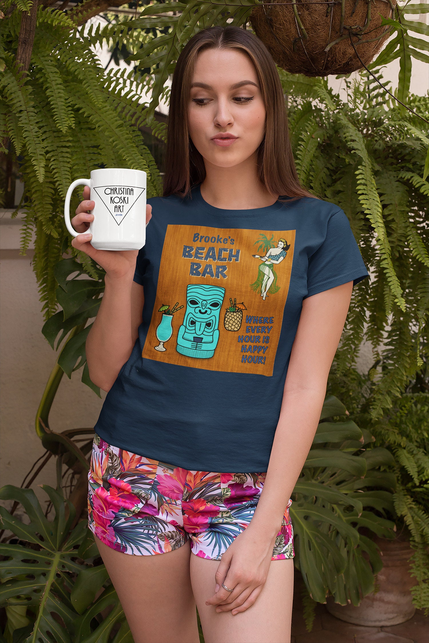 Women's Custom Name Beach Bar T-shirt Where Every Hour | Etsy